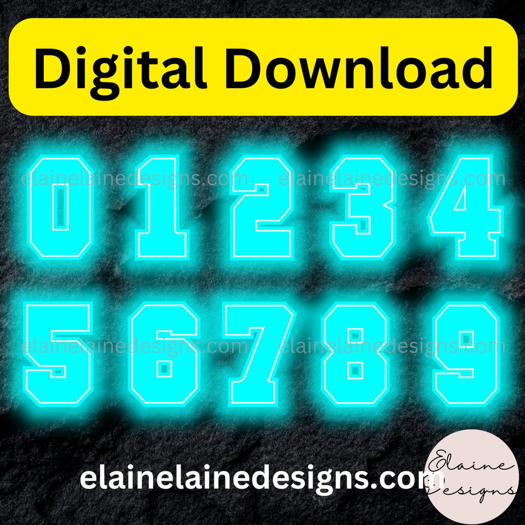 Neon Numbers PNG, Printable Numbers, Neon Numbers, Fluorescent Numbers ...