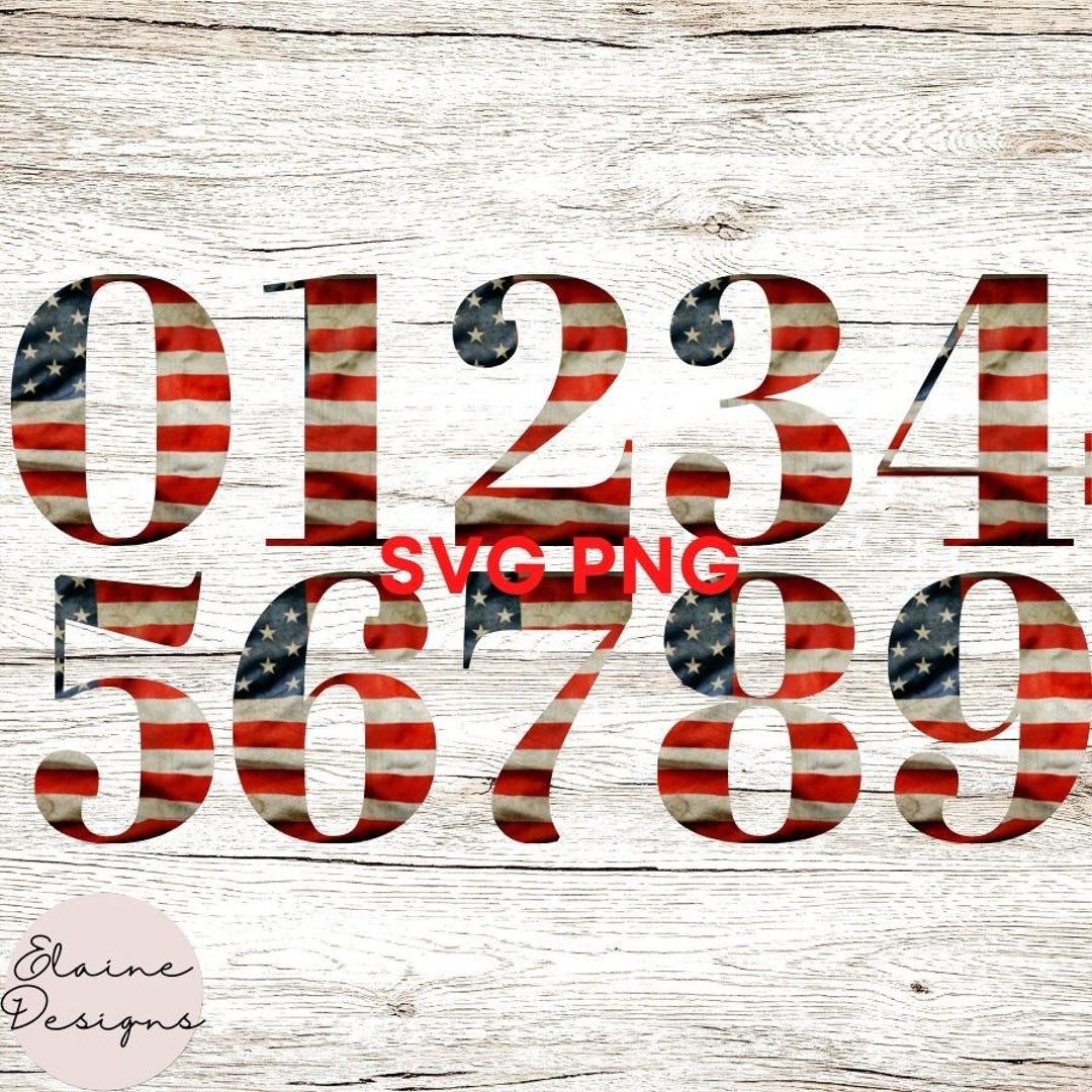 American Flag Numbers Patriotic USA Numbers Red White Blue America ...