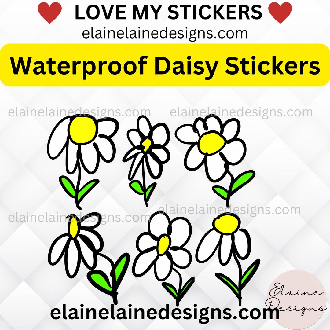 Daisy Stickers, Spring Stickers, Waterproof Daisy Stickers, Flower ...