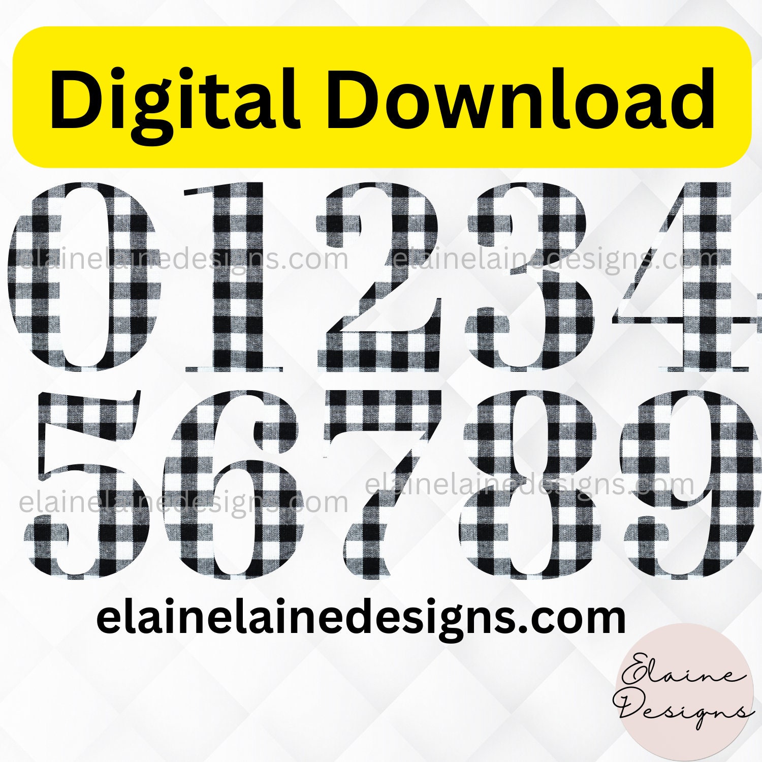 Gingham Numbers, Numbers Print, Printable Numbers, Plaid Numbers ...