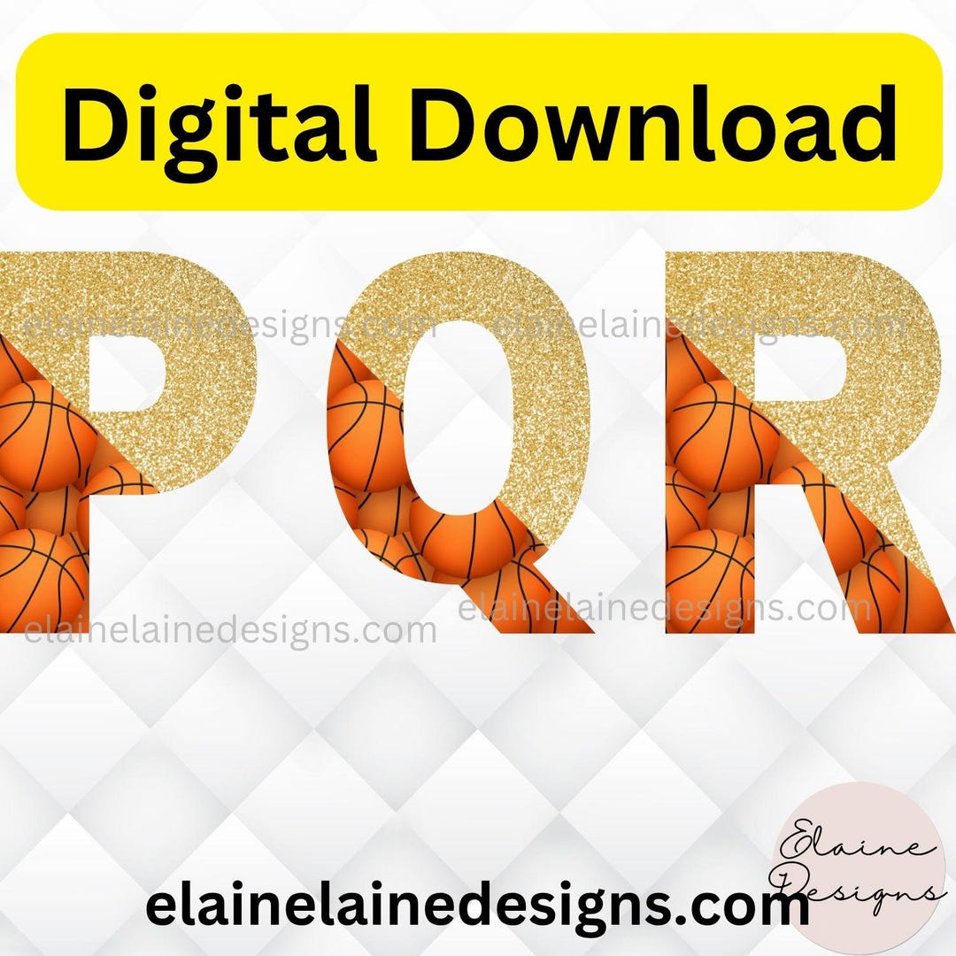 Basketball Letters | Basketball Gold Glitter Letters PQR | Basketball ...