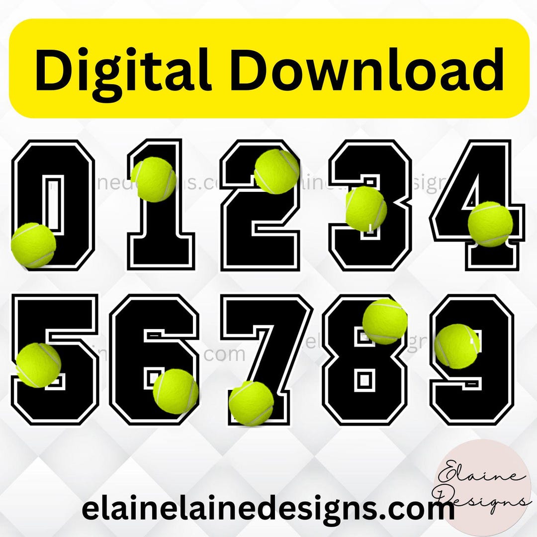 Tennis Numbers, Tennis Ball Numbers, Tennis Numbers Clipart, Tennis ...