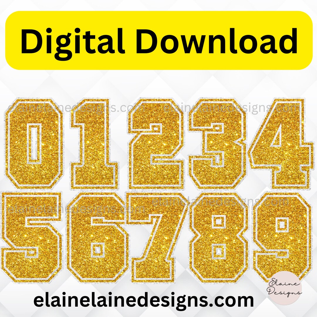 Glitter Numbers PNG, Varsity Numbers, Sports Numbers, Numbers Png, Gold ...