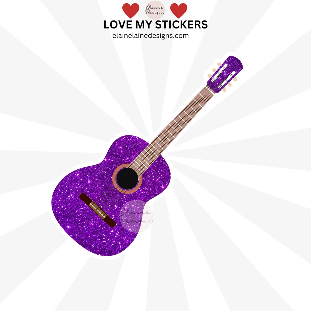 Acoustic Guitar Sticker Shimmer Guitar Sticker Purple - Etsy