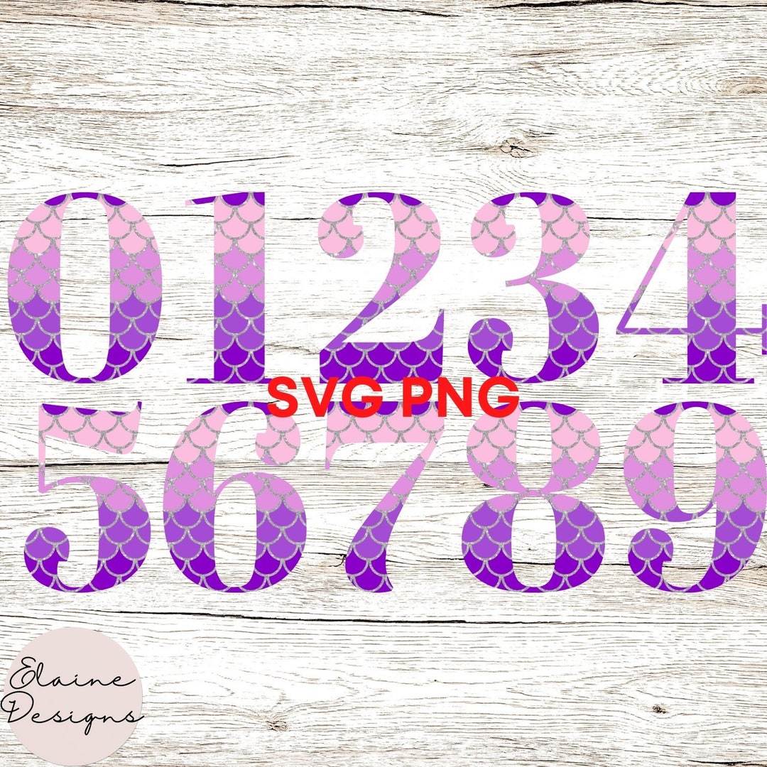 Purple Mermaid Numbers Purple Pink Silver Mermaid Scales Mermaid ...