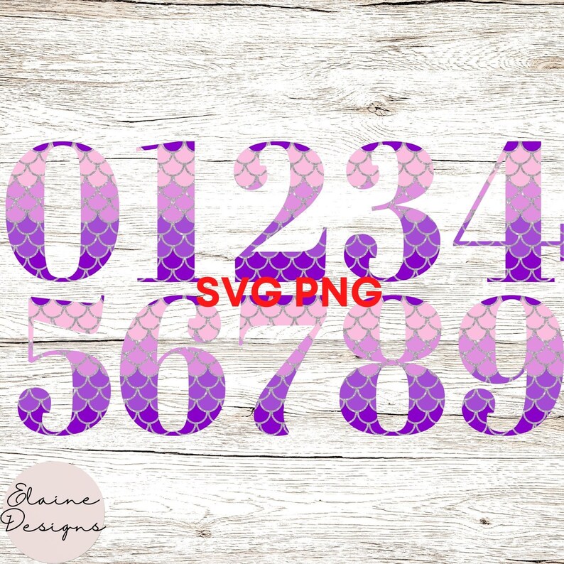 Purple Mermaid Numbers Purple Pink Silver Mermaid Scales Mermaid ...