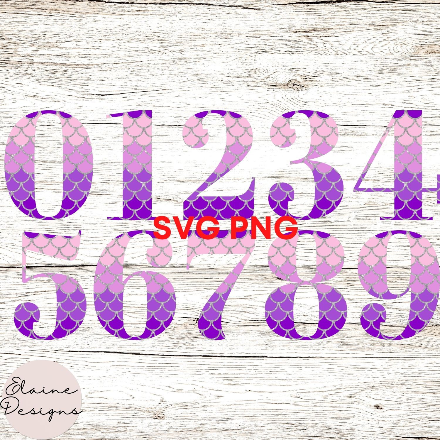 Purple Mermaid Numbers Purple Pink Silver Mermaid Scales Mermaid ...