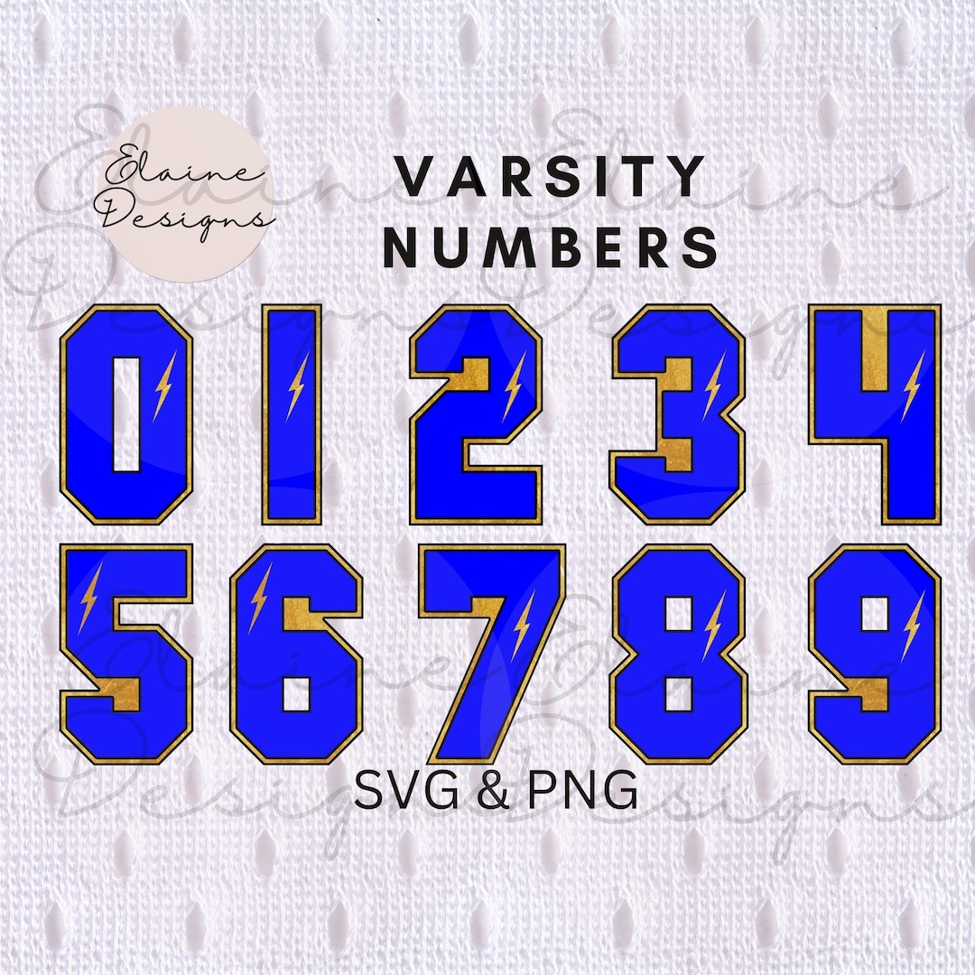 Blue Varsity Numbers Svg Blue Numbers Sports Numbers Svg Lightning Fast ...