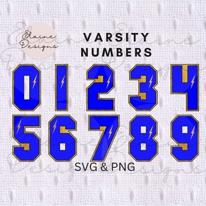 Blue Varsity Numbers Svg Blue Numbers Sports Numbers Svg Lightning Fast ...