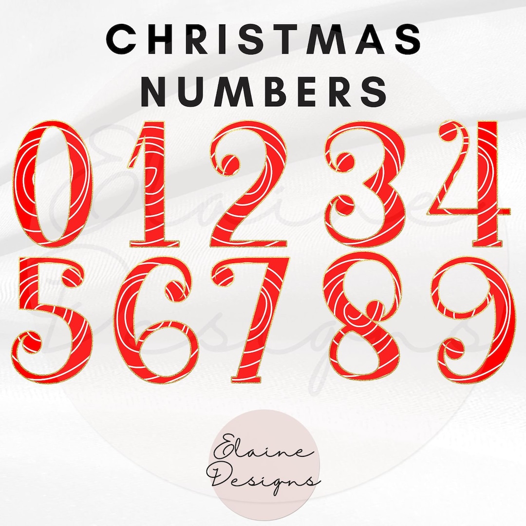 Christmas Numbers Red Numbers Green Sparkly Table Numbers Party Numbers ...