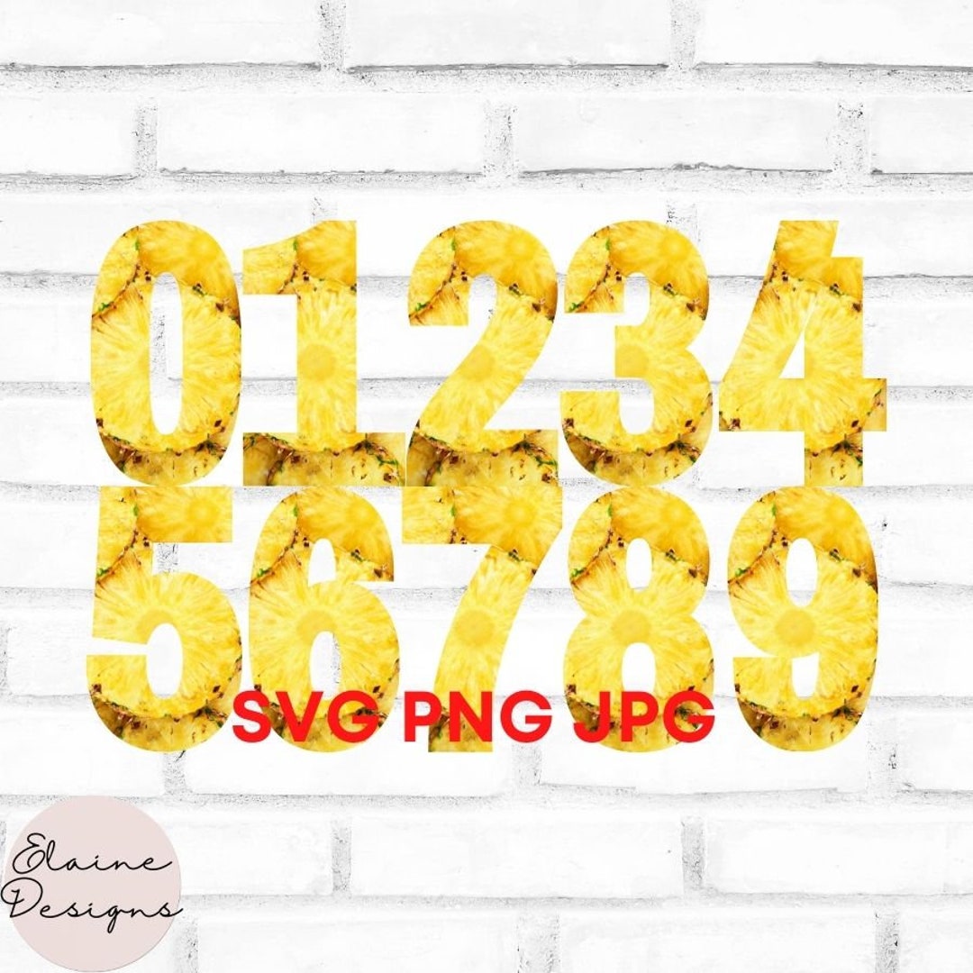 Yellow Pineapples Pineapple Numbers Tropical Fruit Numbers Birthday ...