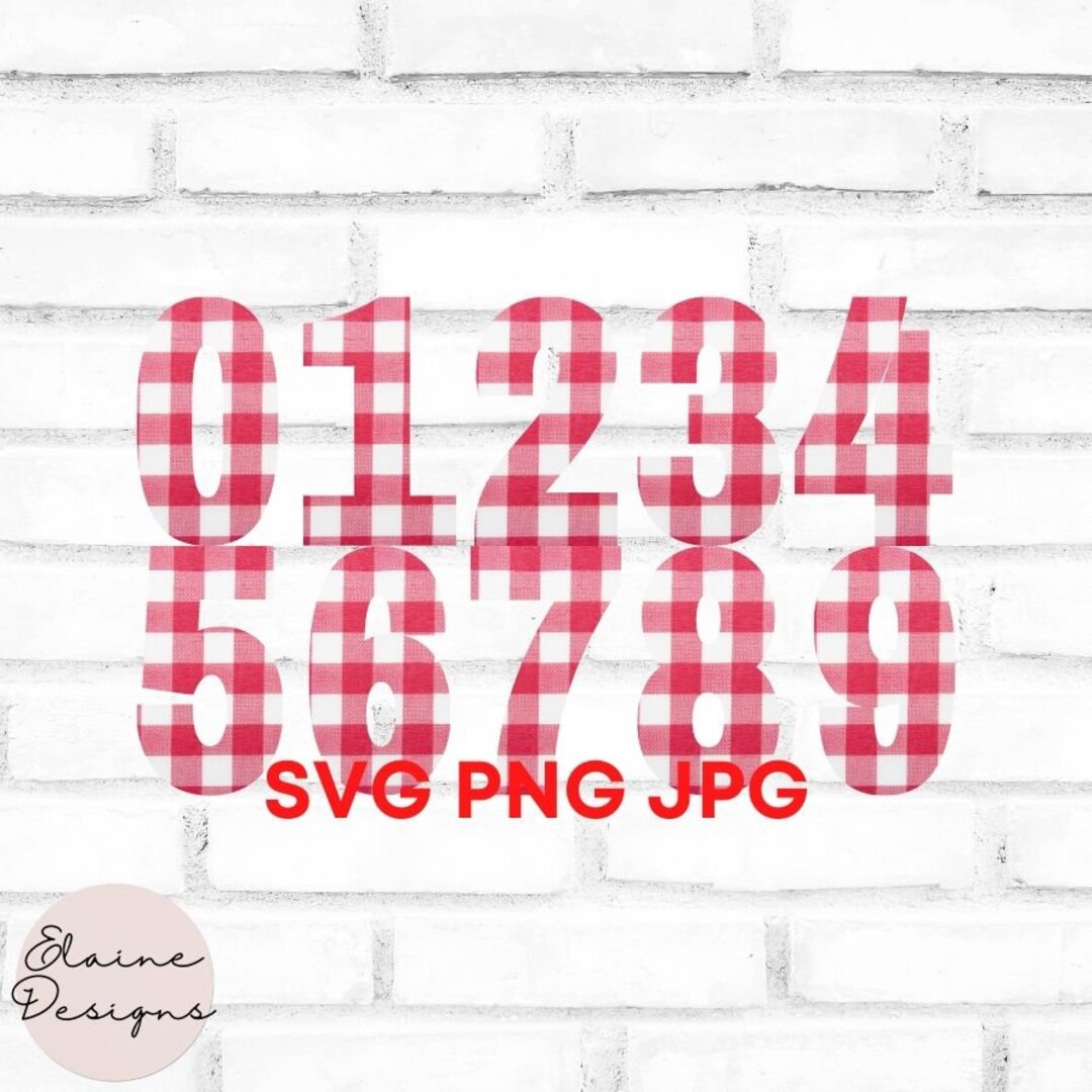 Red Checkered Numbers Red Numbers Gingham Numbers Red Plaid Numbers ...
