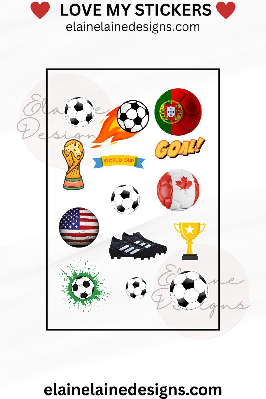 Kiss Cut Soccer Sticker Pack – 14 Vinyl World Cup Stickers | Soccer ...
