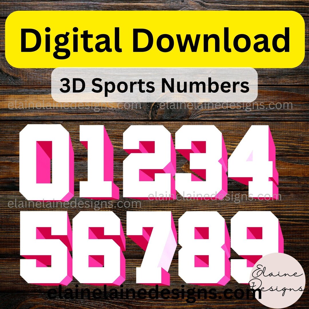 3D White Sports Numbers 0–9 | Pink Shaded Athletic Numbers | Girls ...