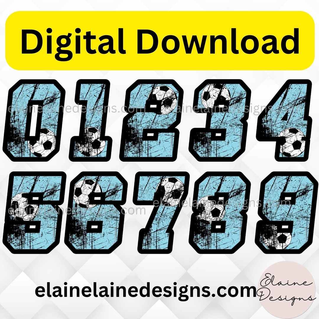 Soccer Numbers, Distressed Numbers, Soccer Ball, Football Numbers ...