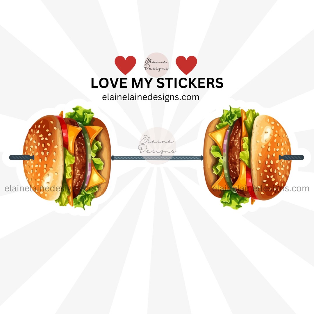 Barbell Sticker, Burger Barbell Sticker, Food Barbell Sticker ...