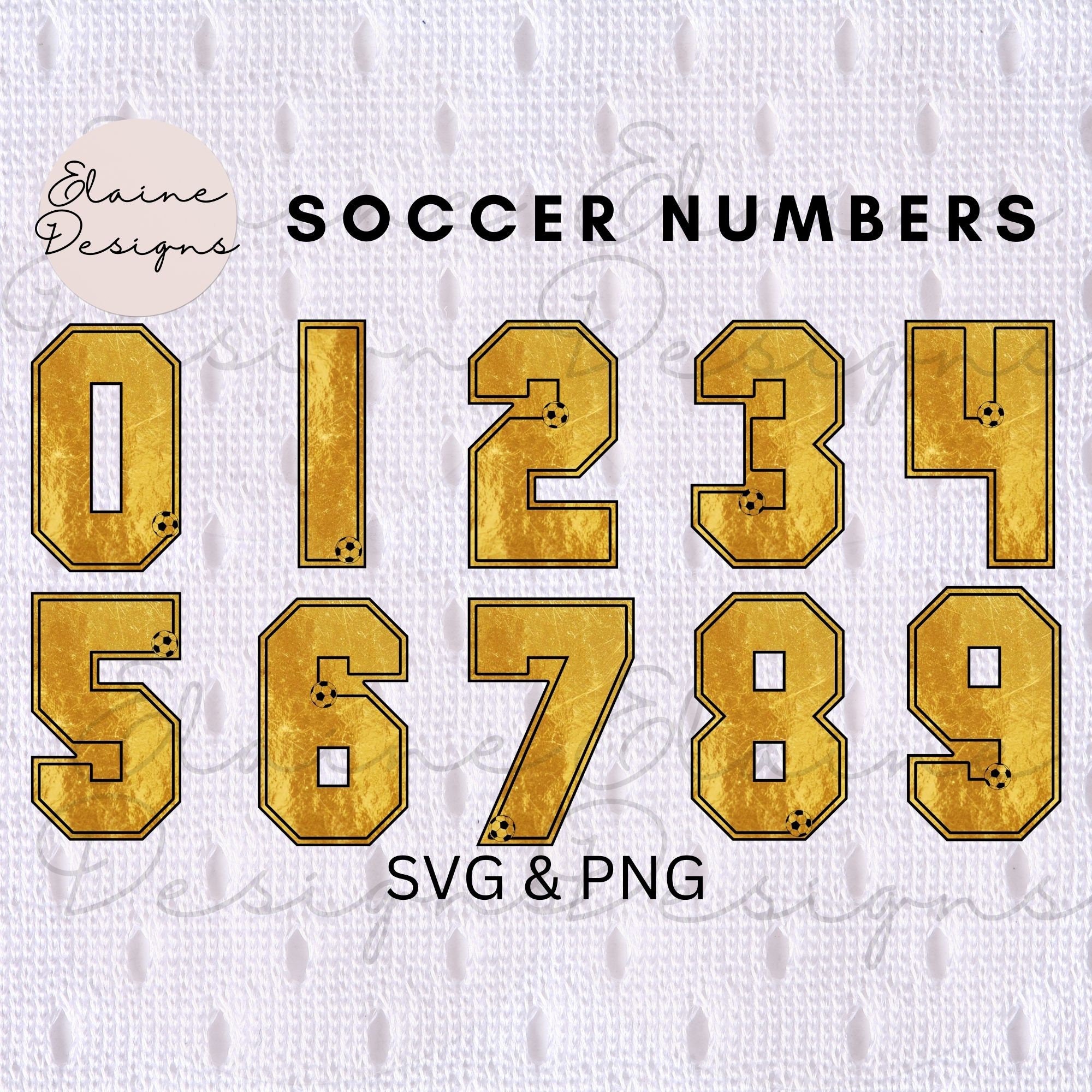 Gold Soccer Numbers Sports Numbers Soccer Ball Numbers Football Numbers ...