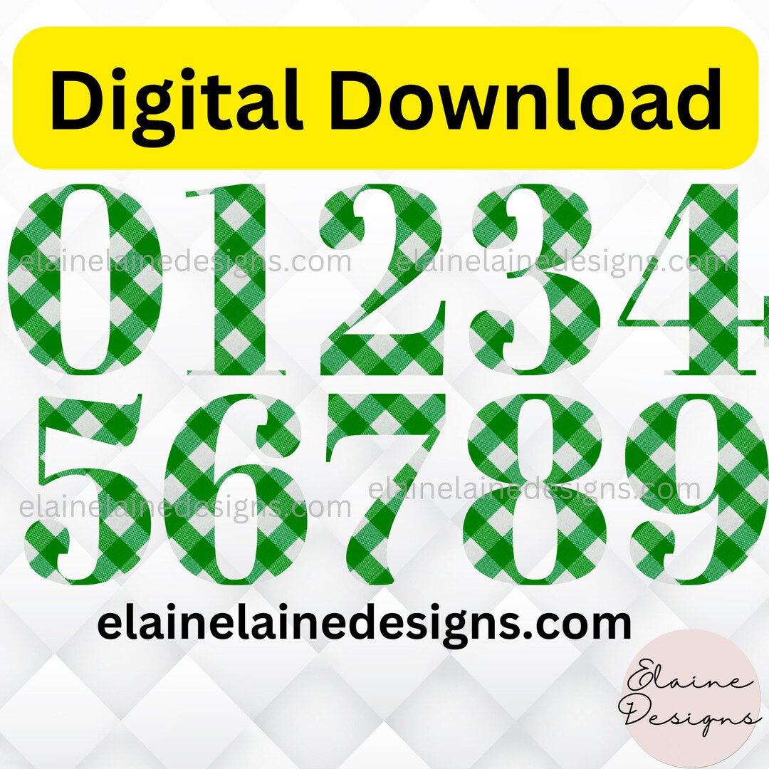 Gingham Numbers, Numbers Print, Printable Numbers, Plaid Numbers ...