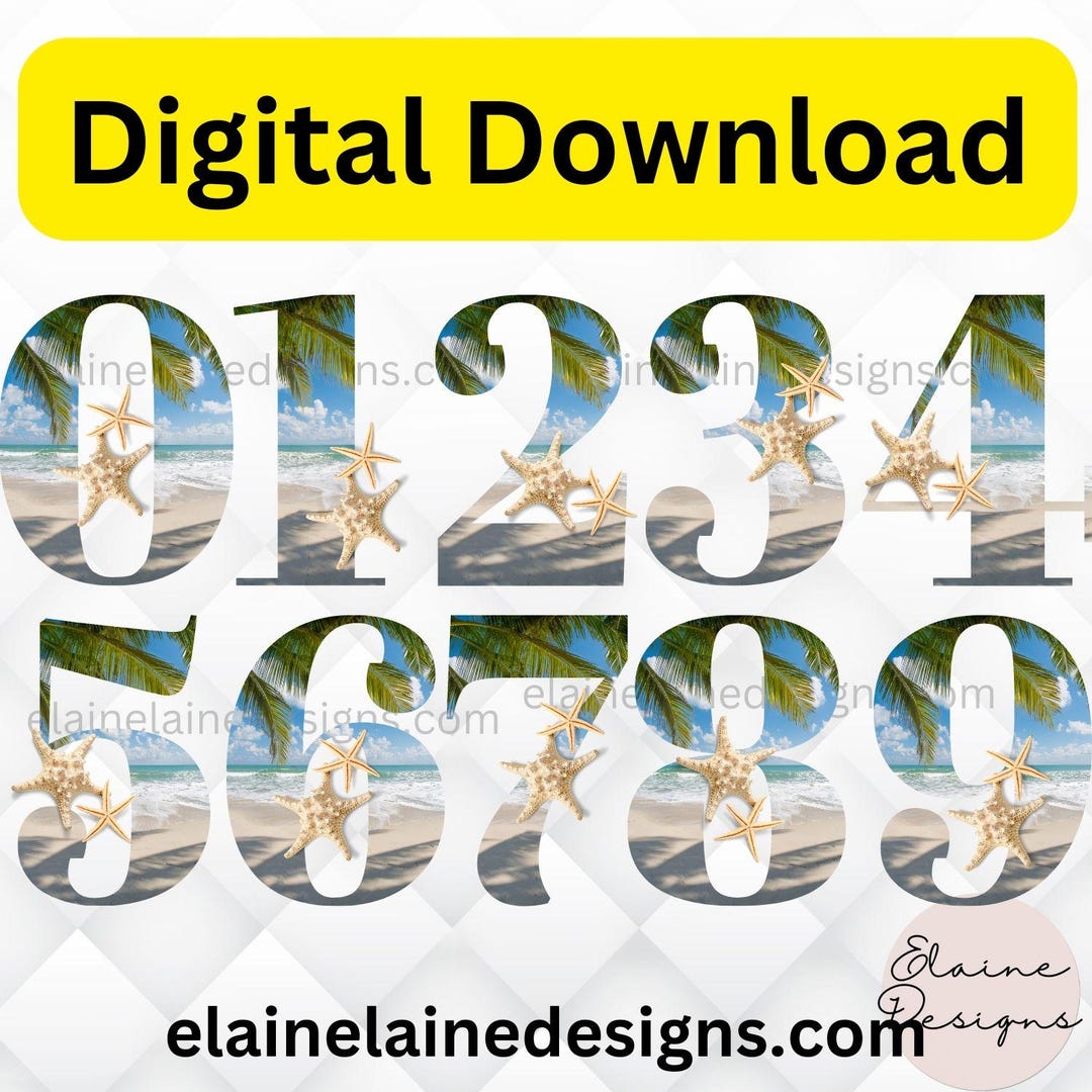 Beach Numbers, Summer Numbers, Water Numbers, Sand Numbers, Wedding ...