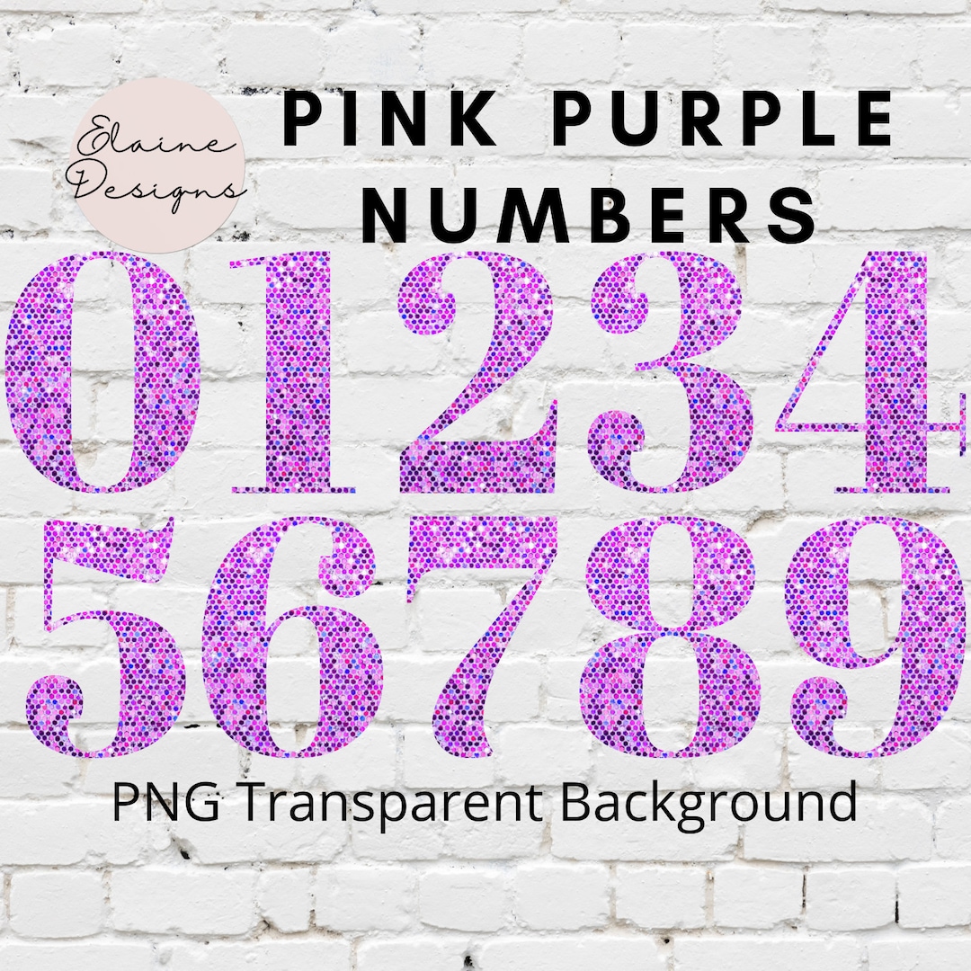 Pink Purple Sparkle Numbers Pink Glitter Numbers Wedding Table Numbers ...