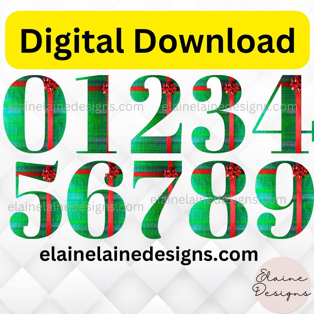 Christmas Numbers, Christmas Clipart, Gift, Present Numbers, Christmas ...