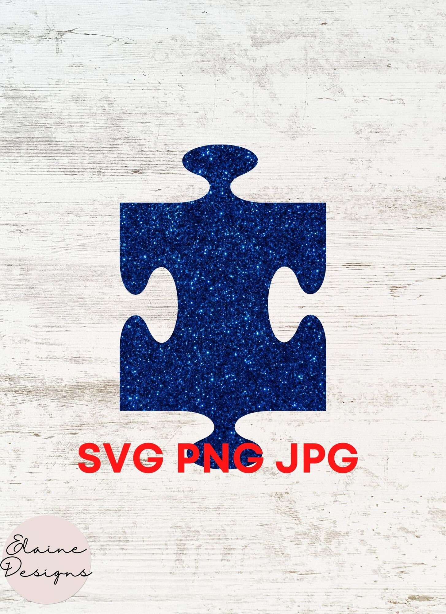 Blue Glitter Puzzle Piece Blue Piece Jigsaw Puzzle Digital Download ...