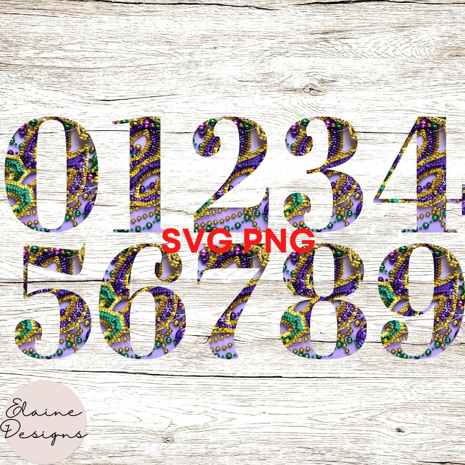 Mardi Gras Numbers Svg Mardi Gras Digits Yellow Purple Green Numbers ...