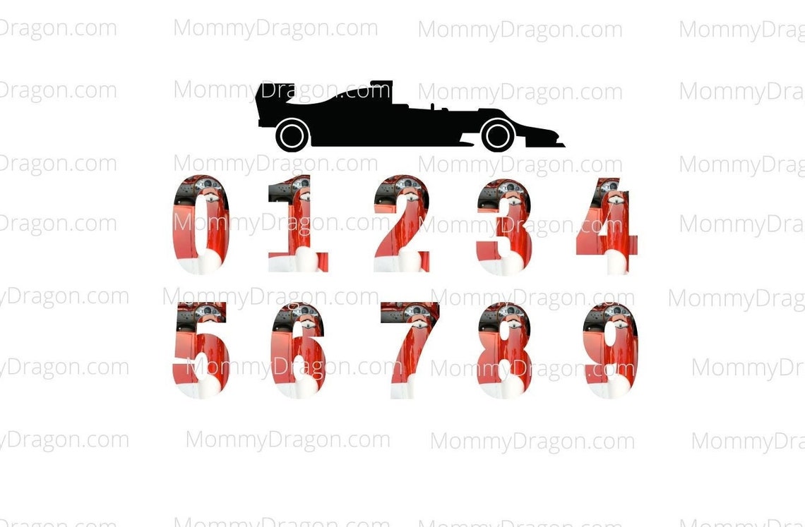 Red Racecar Numbers Bundle 5 Formula One Racing Fast Car - Etsy