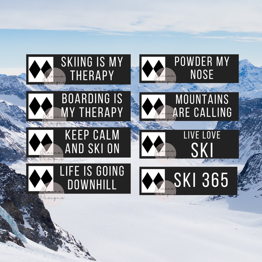 Ski Sticker, Skiing Therapy Skiing Downhill Sticker Double Black ...