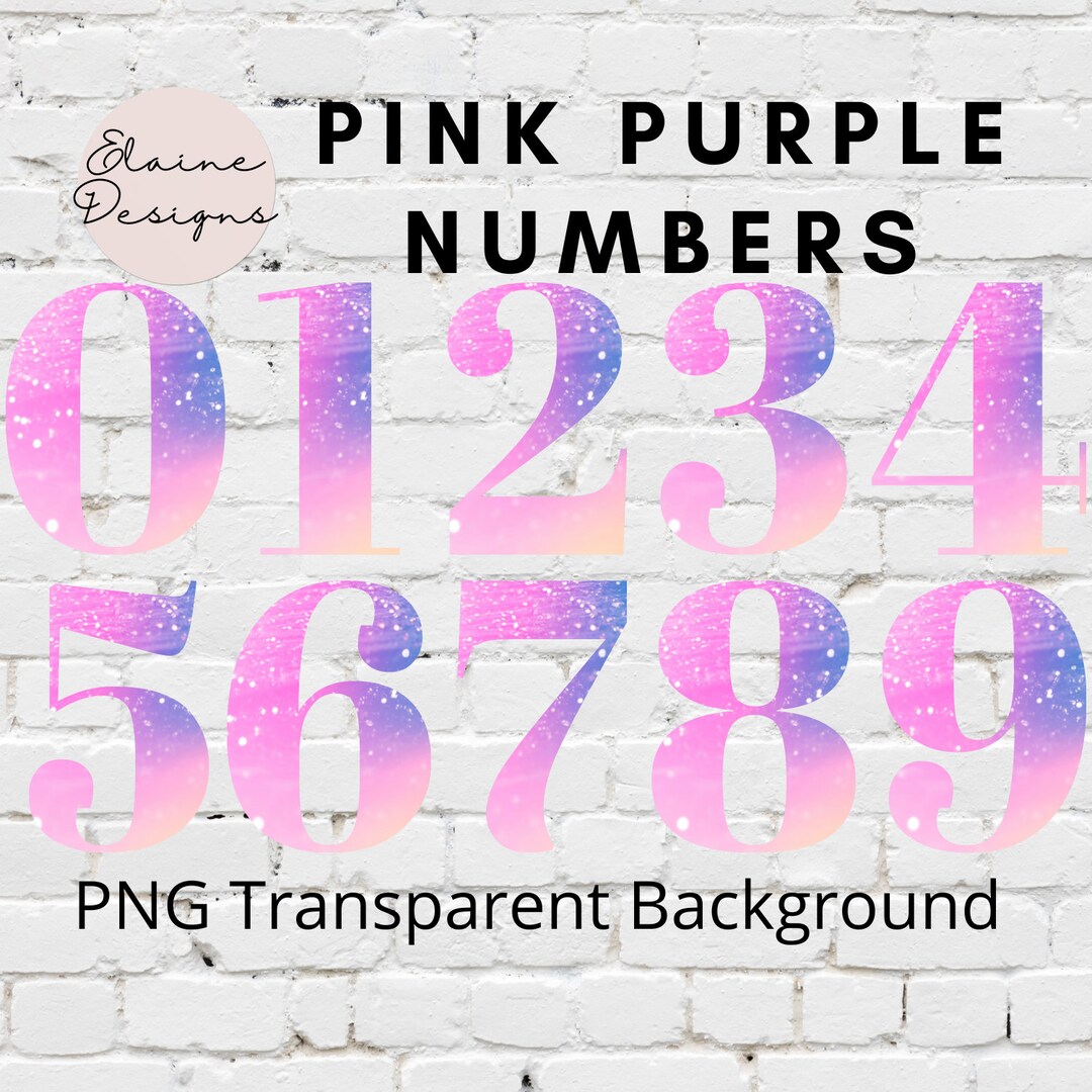 Pink Purple Sparkle Numbers Pink Glitter Numbers Wedding Numbers ...