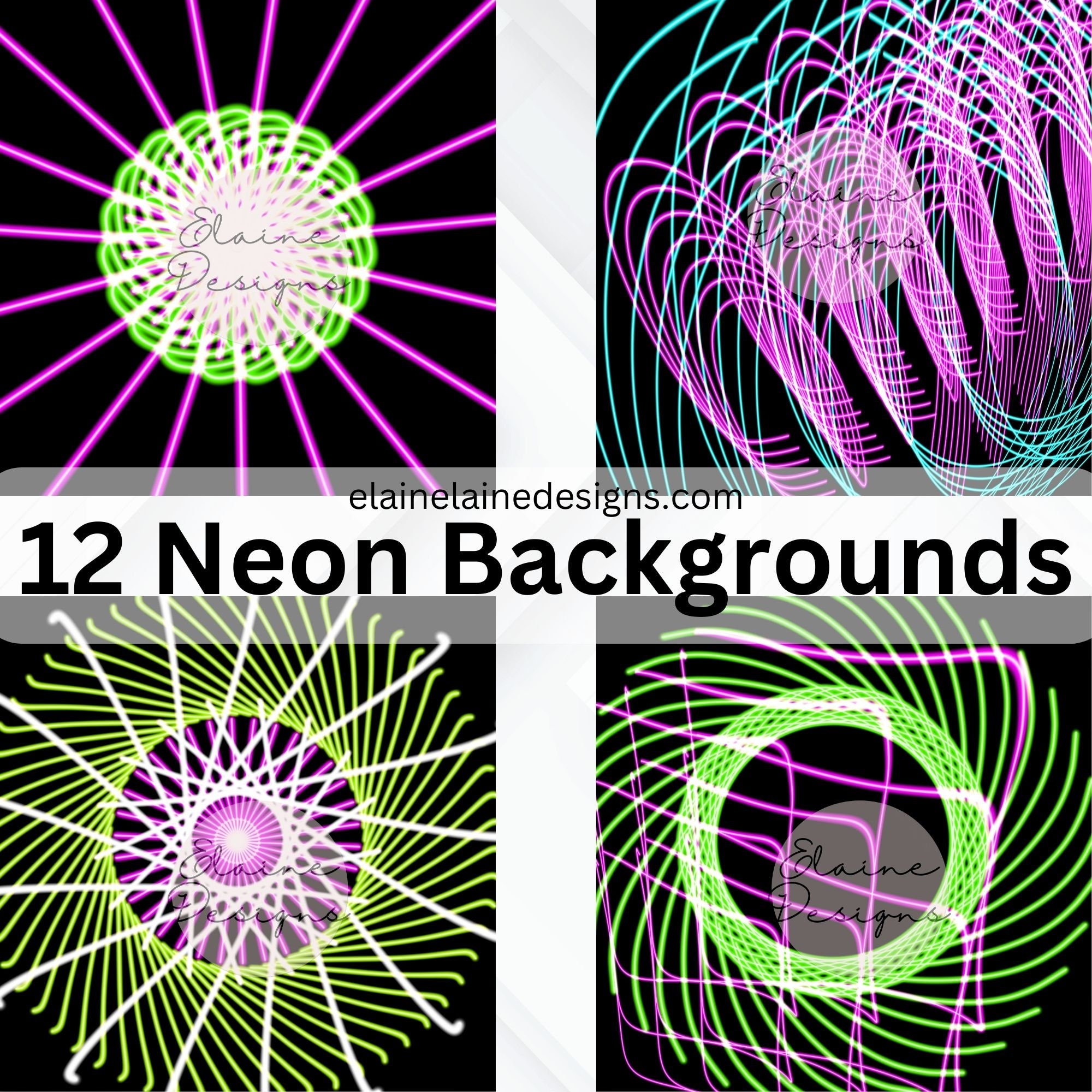 Neon Background, Glowing Background, Digital Paper, Blue, Purple, Neon ...