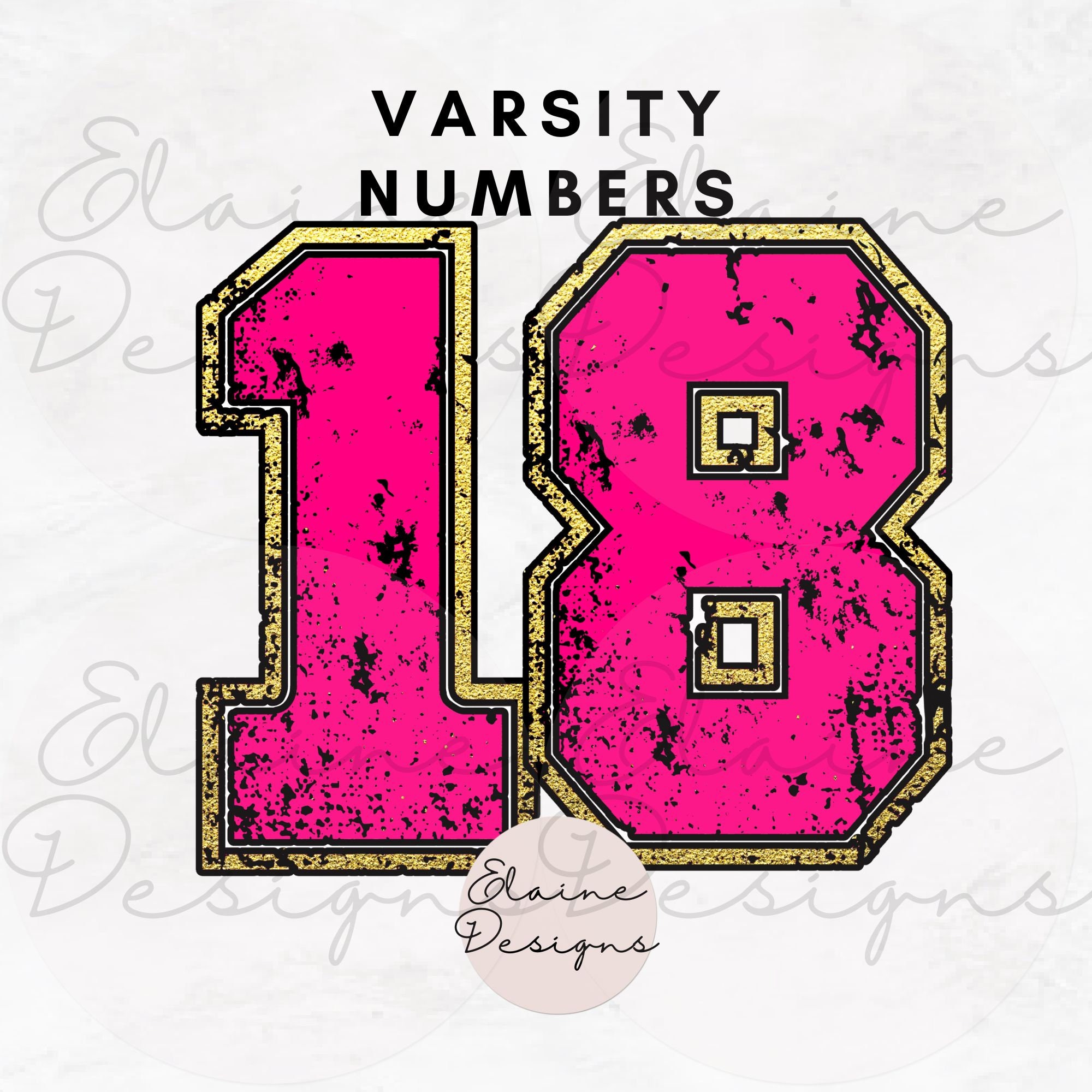 Varsity Numbers Svg Shiny Gold Pink Numbers Sports Numbers Svg Grunge ...