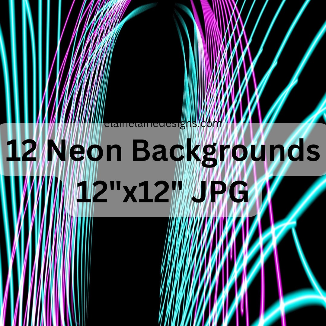 Neon Background, Glowing Background, Digital Paper, Blue, Purple, Neon ...