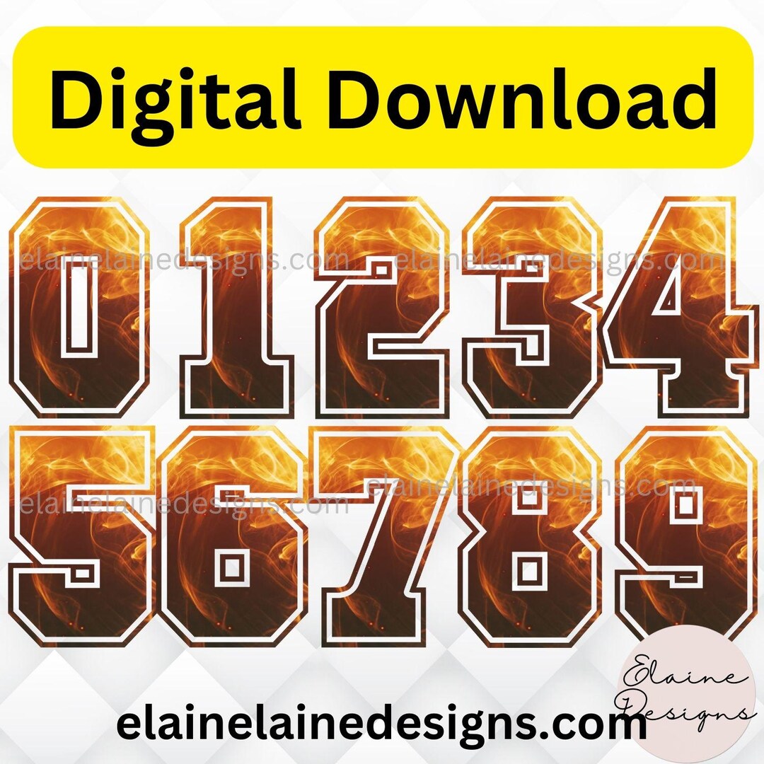 Jersey Numbers, Flames, Fire, Hot, Red Numbers, Sports Numbers, Red ...