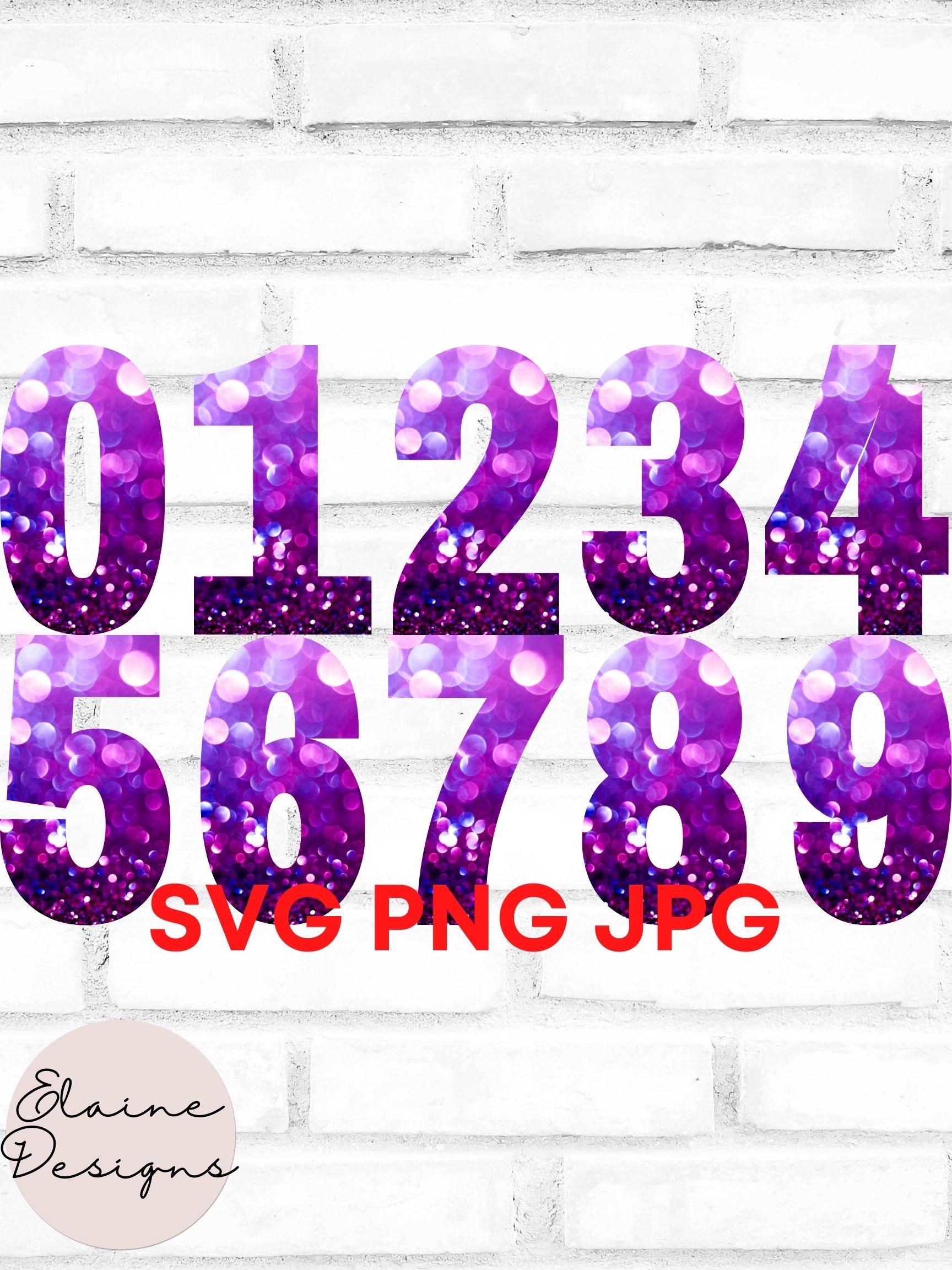 Purple Sparkle Numbers Purple Glitter Number Wedding Table Numbers Girl ...