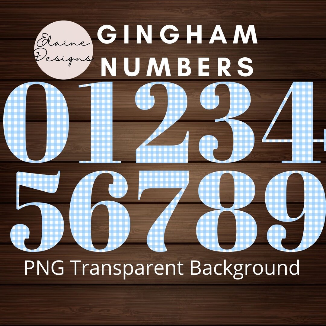 Gingham Numbers, Blue Checkered Numbers Blue Numbers Baby Blue Plaid ...