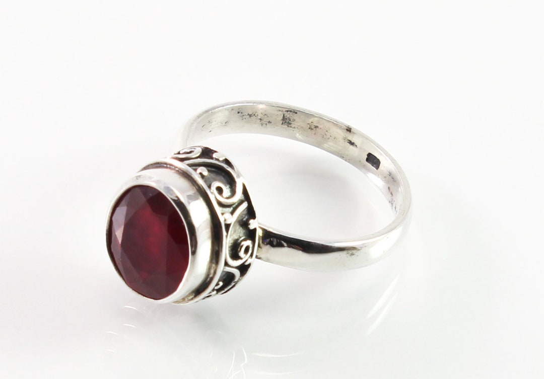 Balinese Ruby Ring W/ Filigree Accents 3 Cts - Etsy