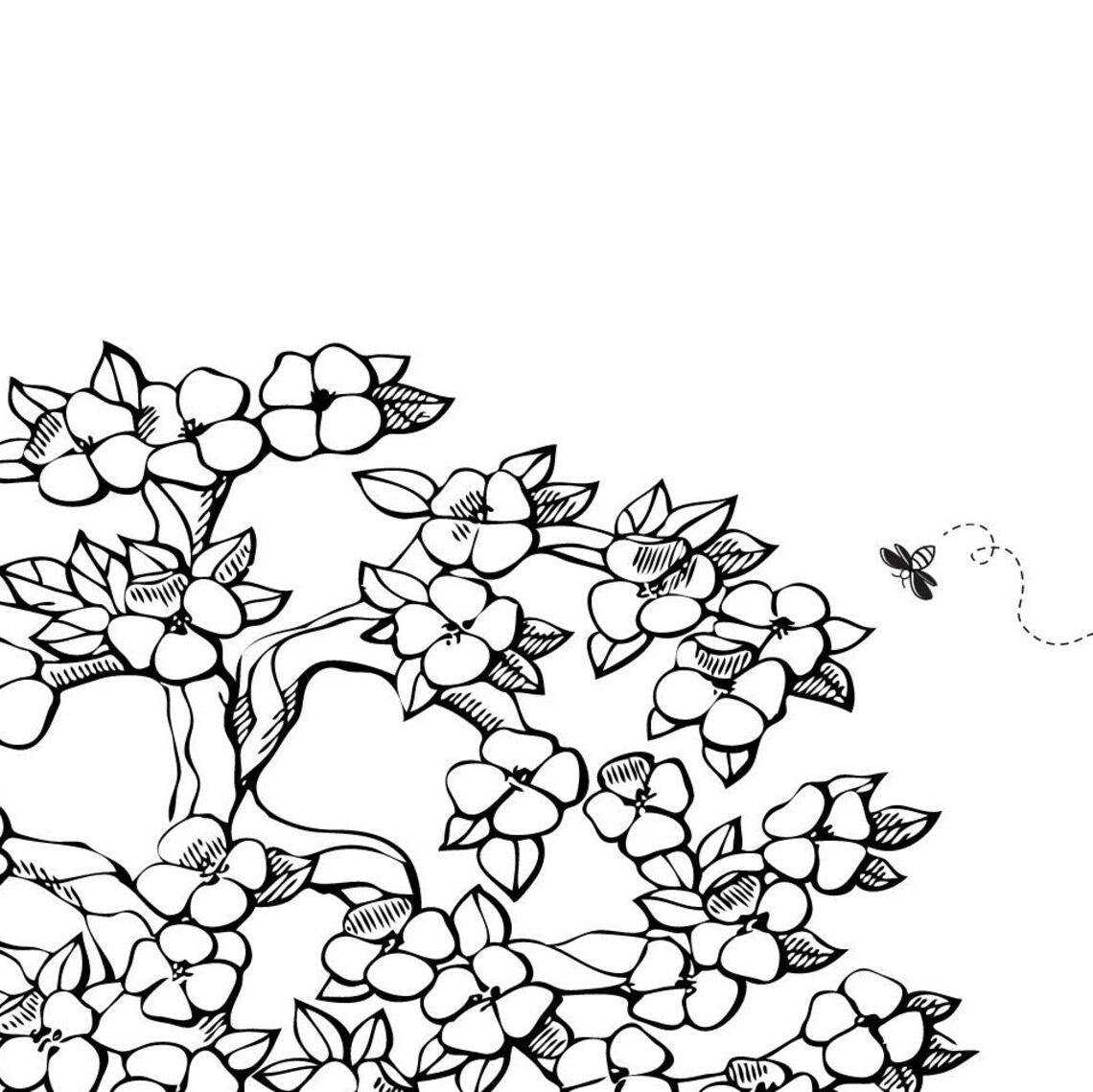 Printable Coloring Page: Springtime Tree - Etsy