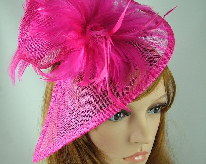 Fuchsia Fascinator penny Mesh Hat Fascinator With Mesh Ribbons and ...