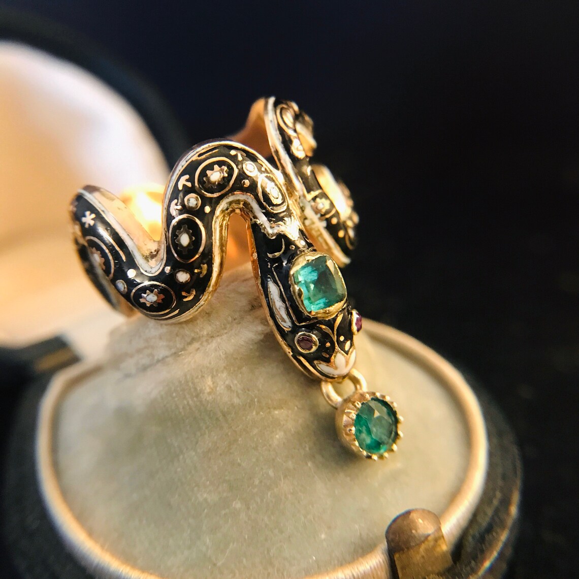 Rare 19th Century Enamel Snake Ring - Etsy