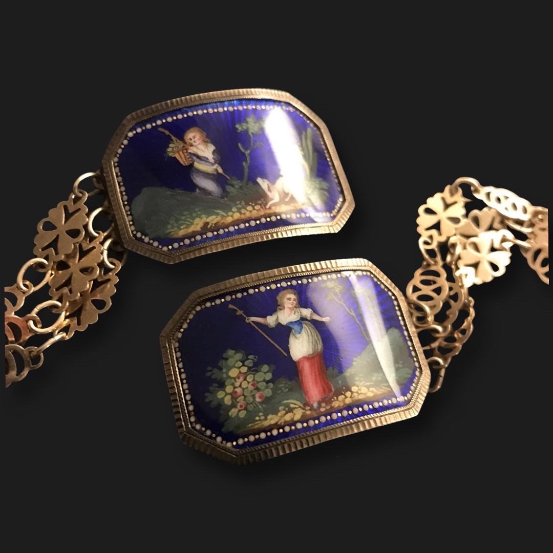 Pair of 18th Century French Enamel Clasps - Etsy