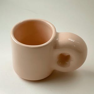 Handmade Beige Ceramic Mug With Chunky Fat Handle, 10oz Capacity ...