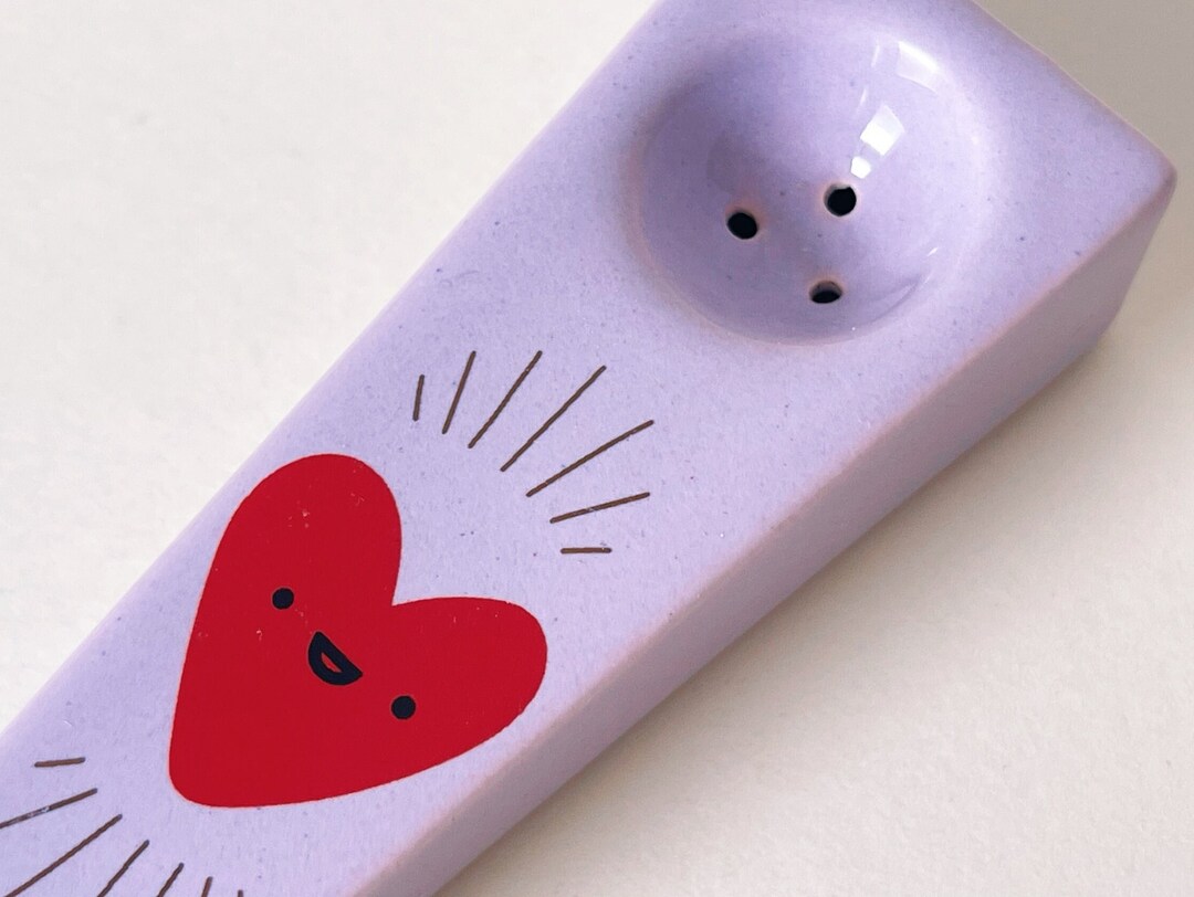 Happy Heart Ceramic Smoking Pipe - Smiling Face - Choose Your Color ...