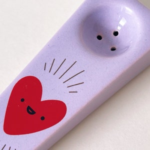 Happy Heart Ceramic Smoking Pipe - Smiling Face - Choose Your Color ...