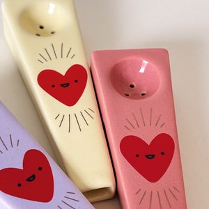 Happy Heart Ceramic Smoking Pipe - Smiling Face - Choose Your Color ...