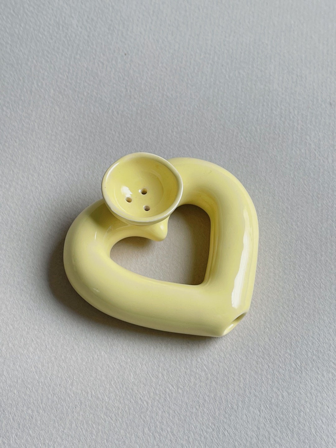 Yellow Heart Ceramic Pipe Love Cute Ceramic Handmade Heart Aesthetic ...