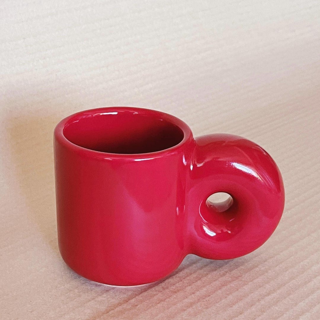Chunky Handmade Ceramic Mug Cherry Red Coffee Mug - Etsy