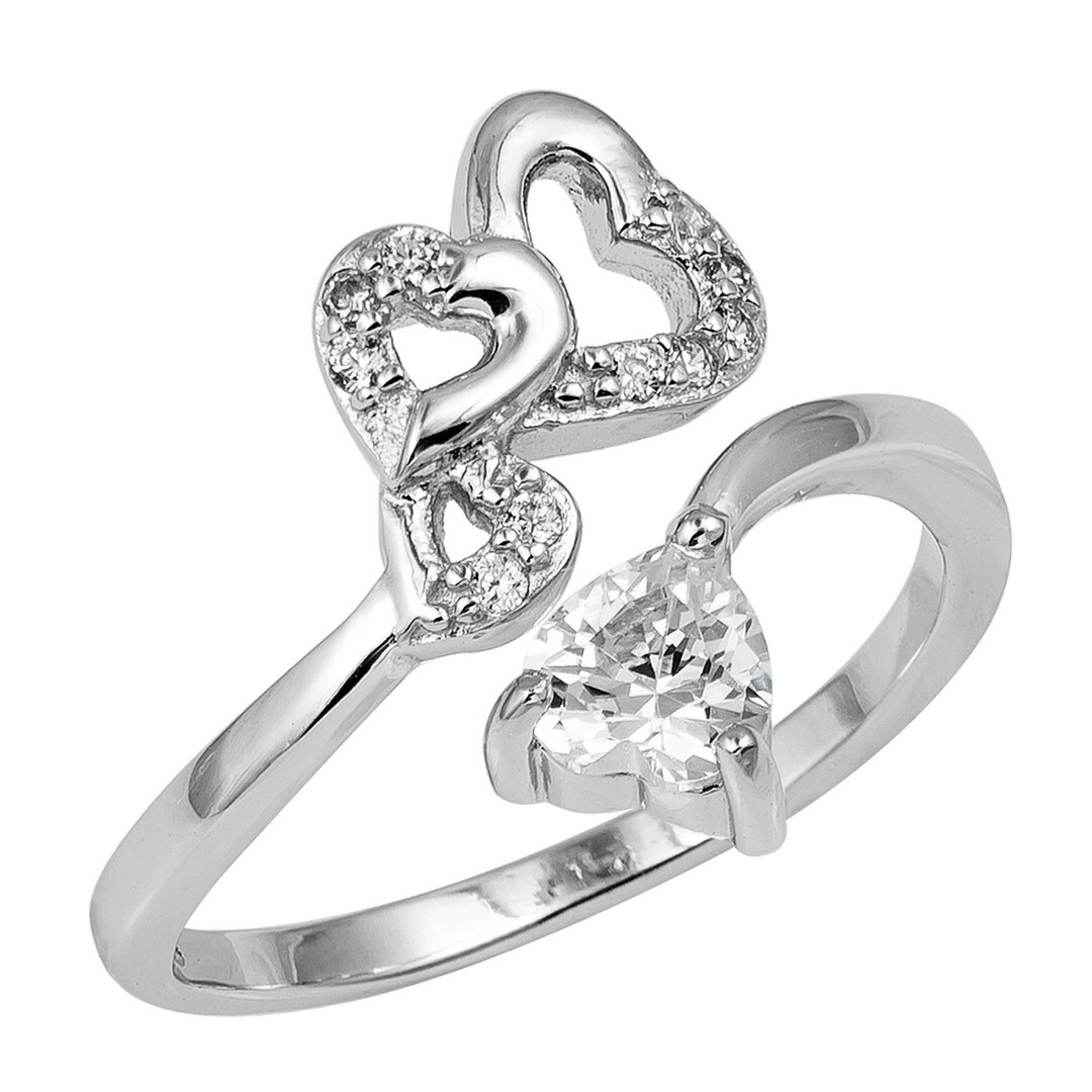 Adjustable Floating Heart Ring 925 Sterling Silver Minimalist Classic ...