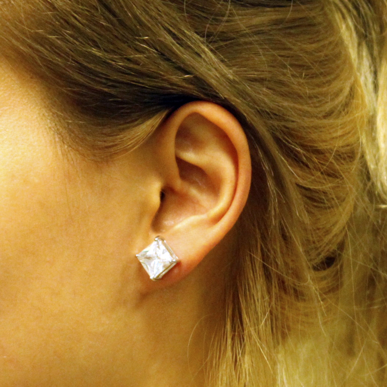 Princess Cut Earrings 925 Sterling Silver Square CZ Cubic | Etsy