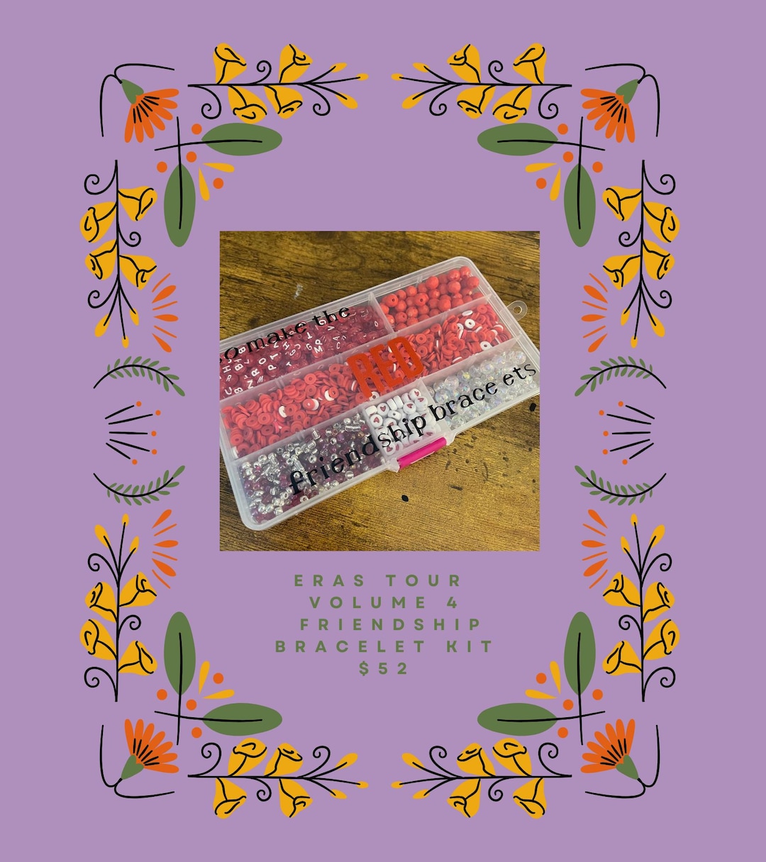 Eras Tour Friendship Bracelet Kit Vol 4 Red - Etsy